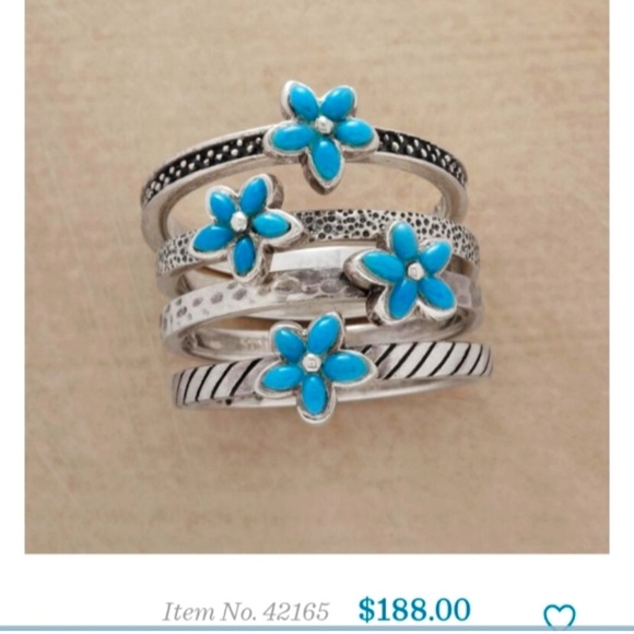 Sundance | Jewelry | Sundance Turquoise Flower Stack Rings 5 | Poshmark